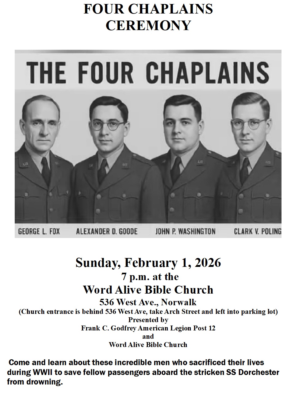 Four Chaplains Day commemoration – Frank C Godfrey American Legion Post 12